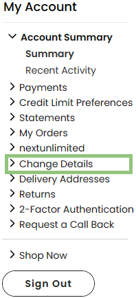 Changing personal details – Next - Mobile App