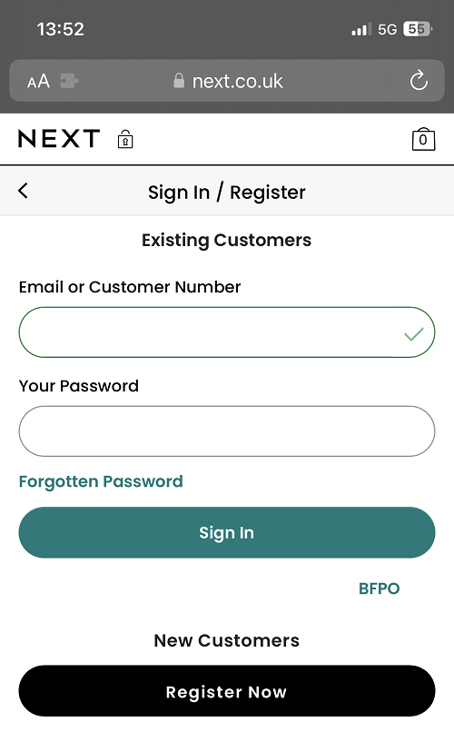 Sign into 'My Account' – Next - Mobile App