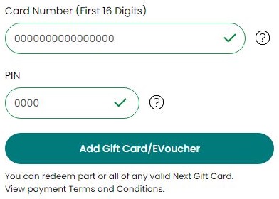 Using a Gift Card or eVoucher to place an order – Next - Mobile App